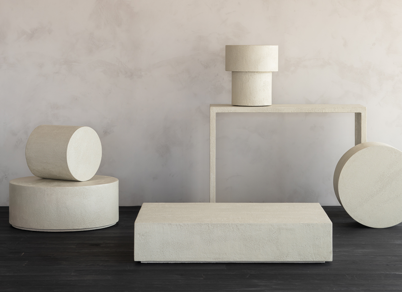 Microcement Elements Off White Round Coffee Table Ethnicraft - Meubelen ...