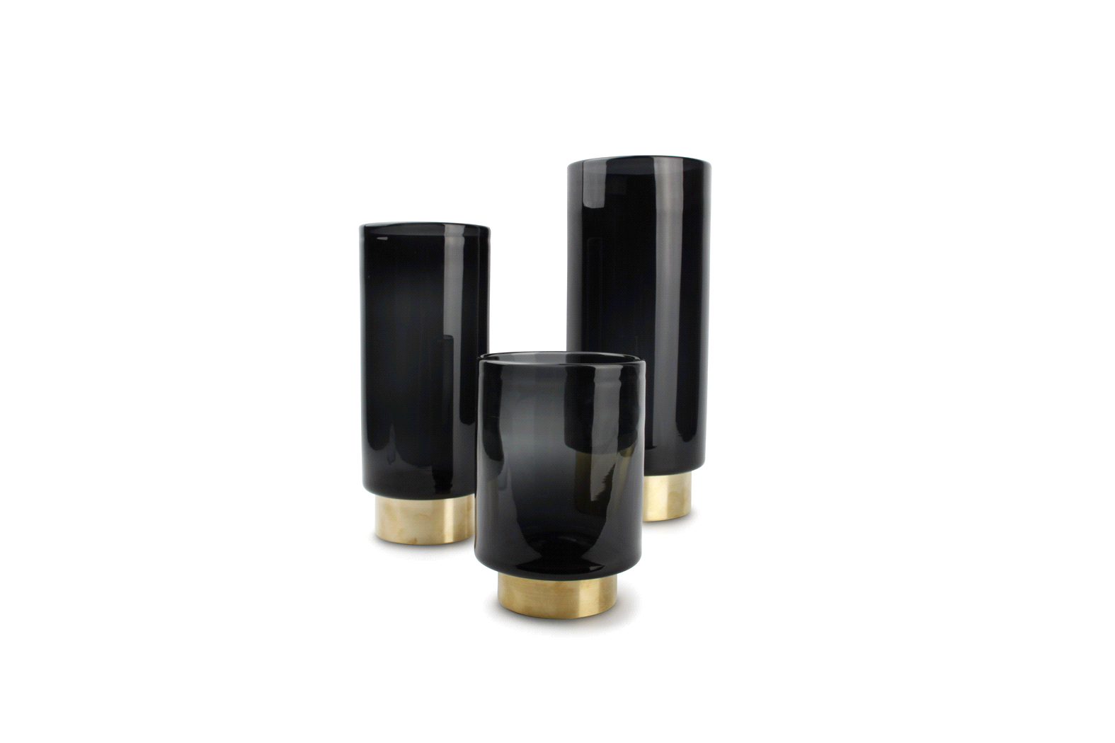 Vaas Manon L Ø14,5cm H35cm Zwart/Goud - Meubelen Jonckheere