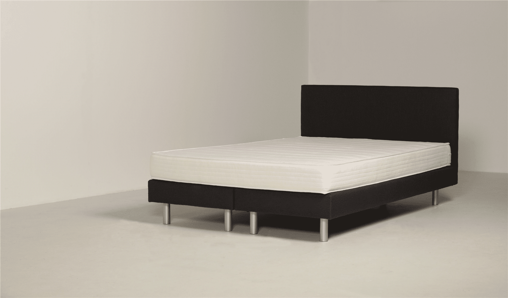 BOXSPRING 14CM+POTEN+HOOFDBORD 5CM STOF ANTRACIET - Meubelen Jonckheere