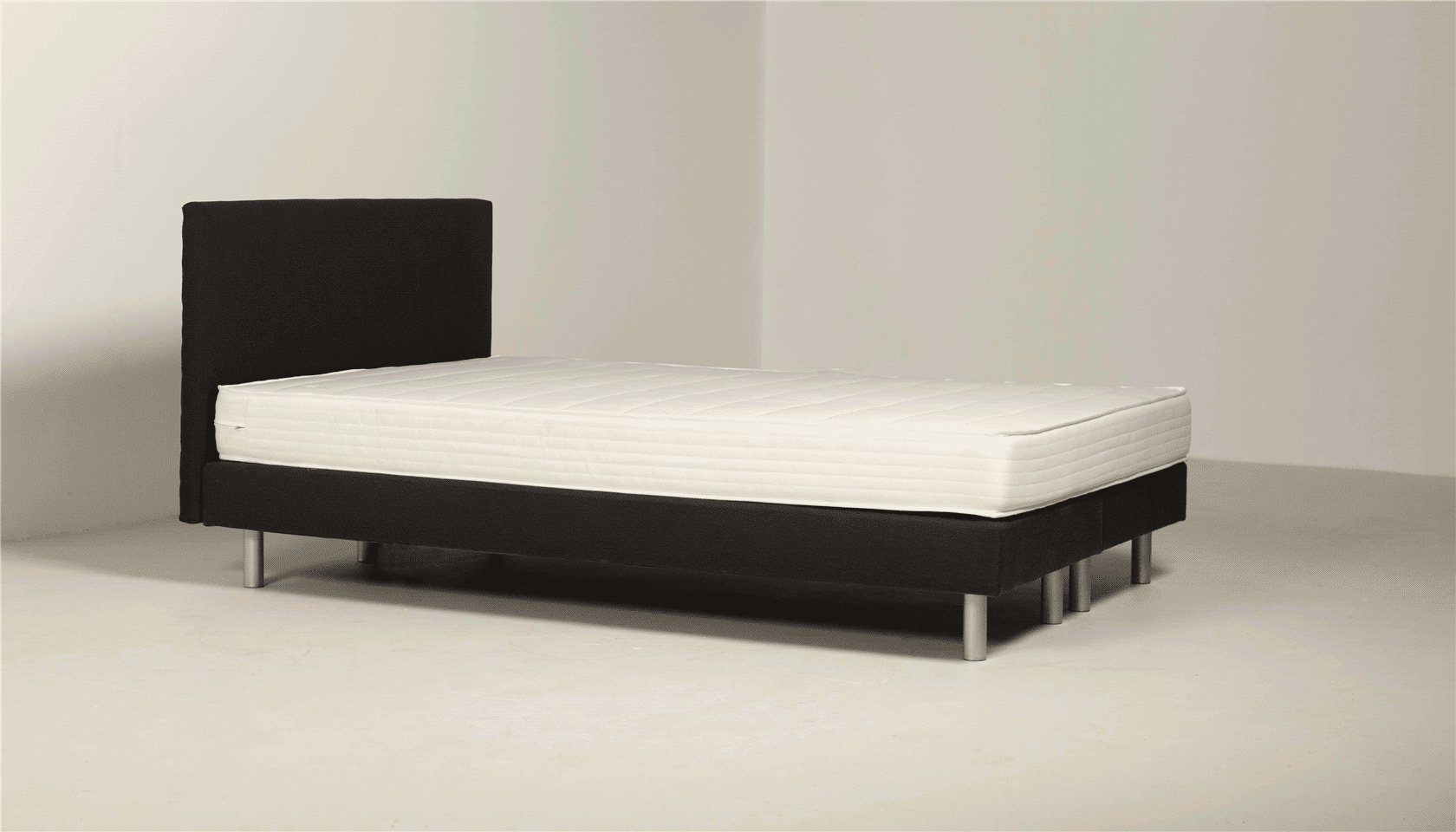 BOXSPRING 14CM+POTEN+HOOFDBORD 5CM STOF ANTRACIET - Meubelen Jonckheere